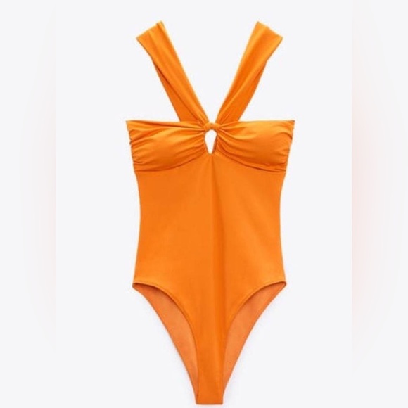Zara | Swim | Zara Orange Knotted Swimsuit Size M | Poshmark
